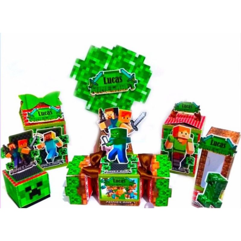 kit 50 personalizados 3d Minecraft | Shopee Brasil