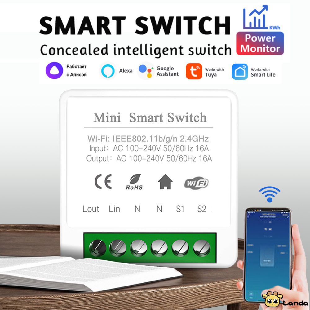 Tuya Wifi Mini Smart Switch 2 Maneira 16a Interruptor de Controle de ...