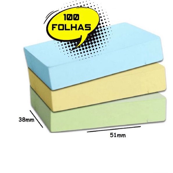 Bloco Adesivo Post-it Para Recado e Anotações Lembrete 7,5cmx7,5cm C ...