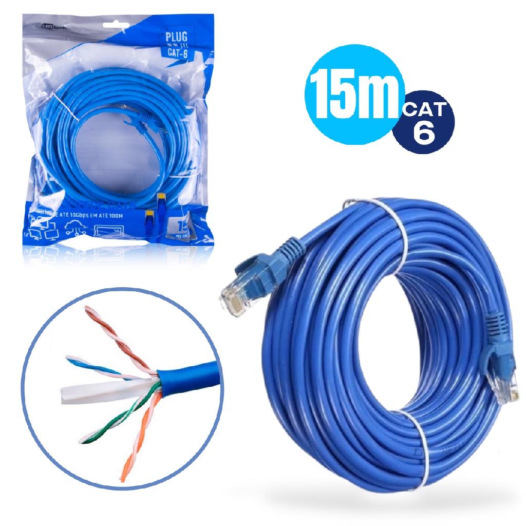 Cabo de Rede e Internet Cat6 15m | Shopee Brasil
