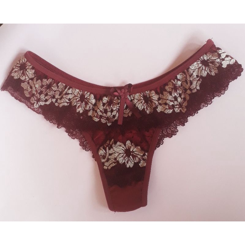 Calcinha De Renda Cor Marsala P M G Shopee Brasil
