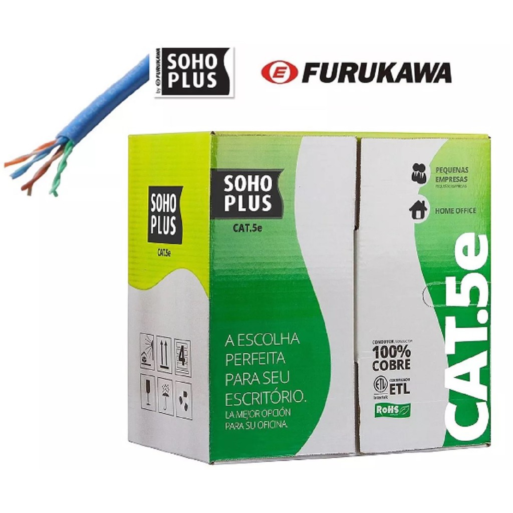 Cabo Lan UTP CAT.5E 24AWGX4P CMX 305M AZ AZUL - SOHO PLUS FURUKAWA | Shopee Brasil