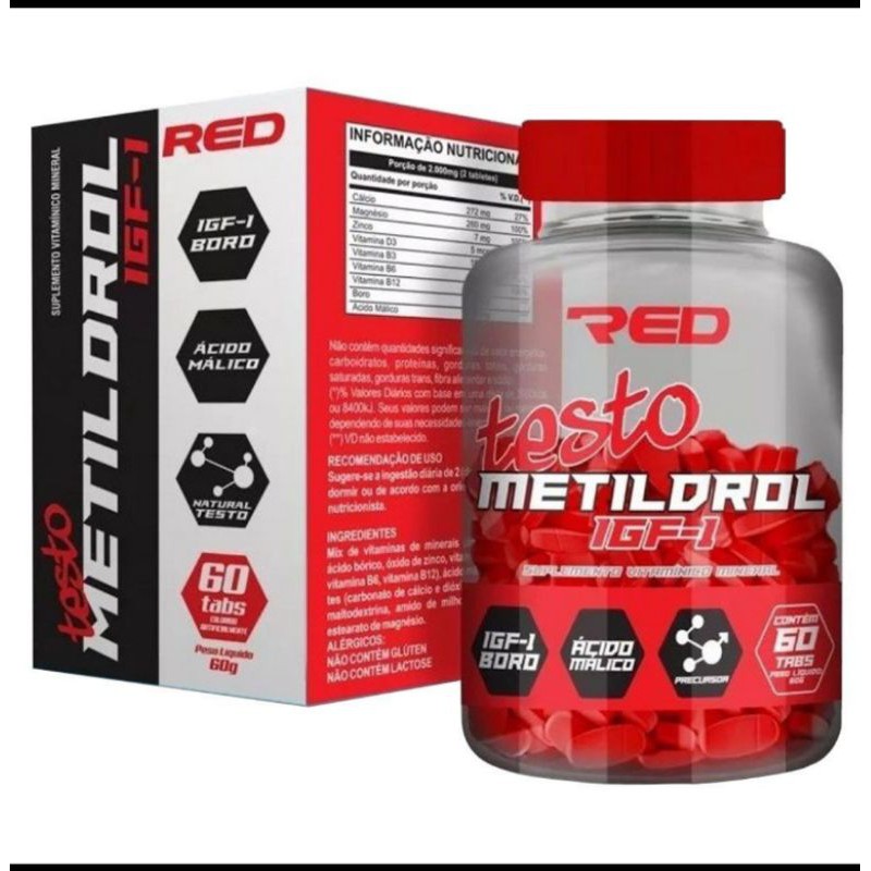 Testo Metildrol GH Pré Hormonal 60 Tabs - Red Series | Shopee Brasil