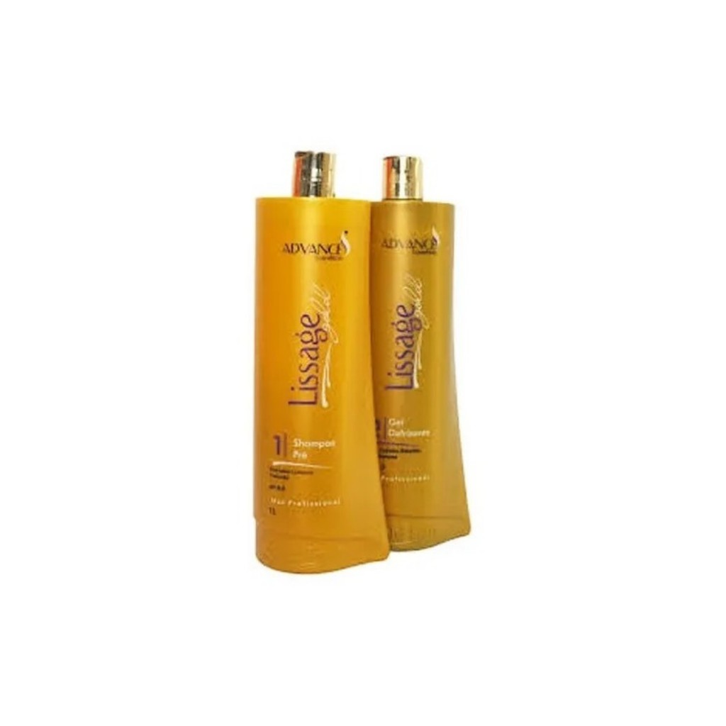 Escova Progressiva Sem Formol Lissage Gold Hair Advance 2x1000 mL ...