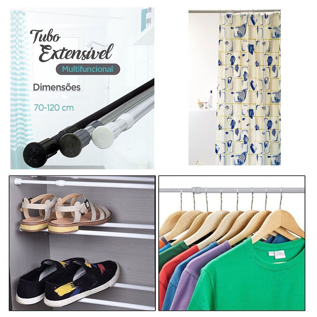 Varão Tubo Extensível Extensor Multifuncional 70cm A 1,20m | Shopee Brasil