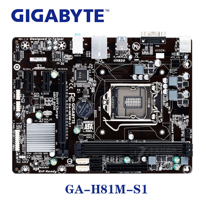Placa Mãe LGA 1150 H81 DDR3 gigabyte GA-H81M-S1 100 % USB3.0 16G SATA ...