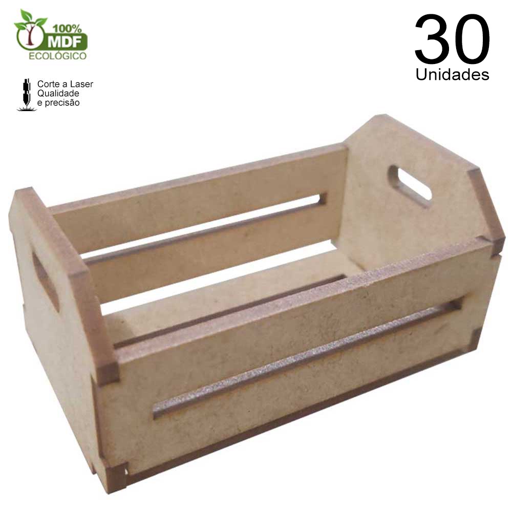 Kit 30 Mini Caixa Feira Caixote Caixotinho Mini Engradado MDF 5 x 4 x 8 ...