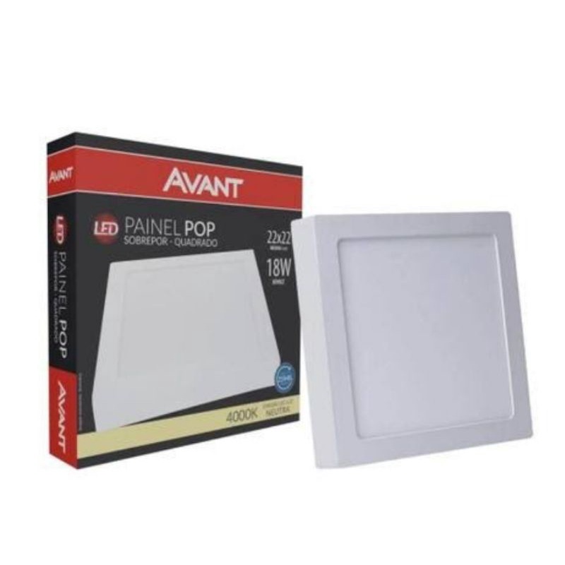 Painel Pop Sobrepor Quadrado 18W Neutro 4000K Led 22x22cm Avant ...