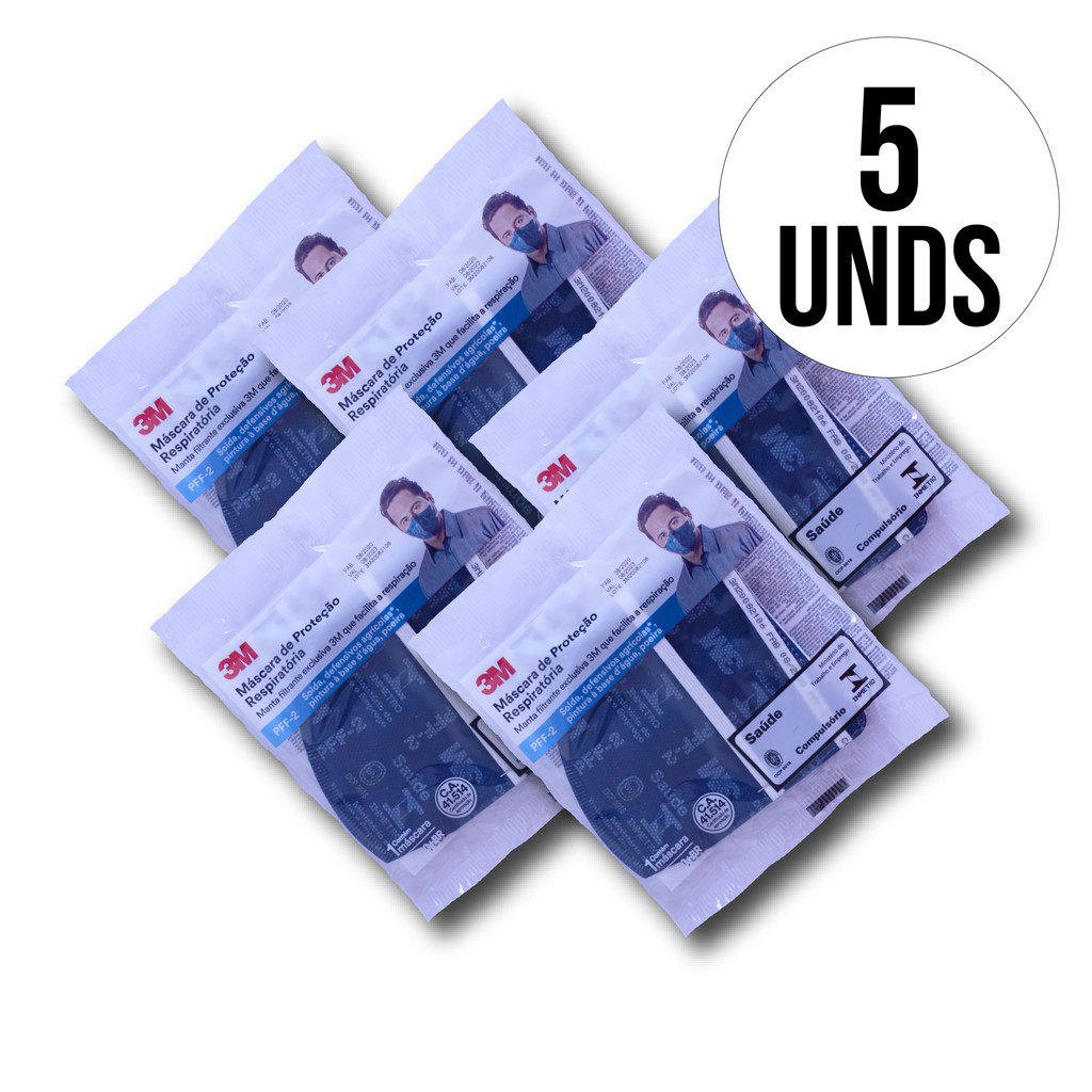 KIT 5 Máscaras 3M 9820+BR Dobrável PFF2/N95 – Respirador Inmetro ...