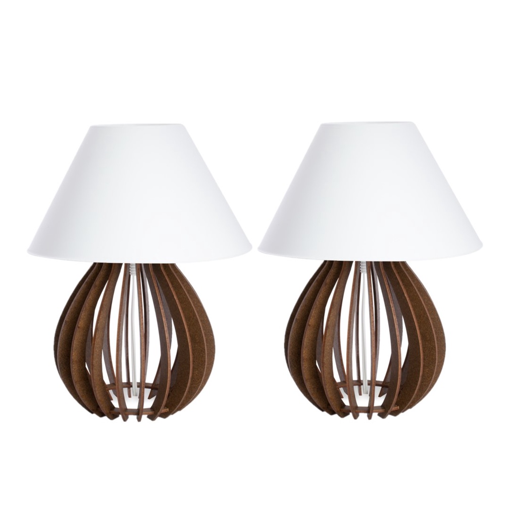 Kit Abajur De Mesa Quarto Sala Luminária Moderna De Madeira Mdf ...