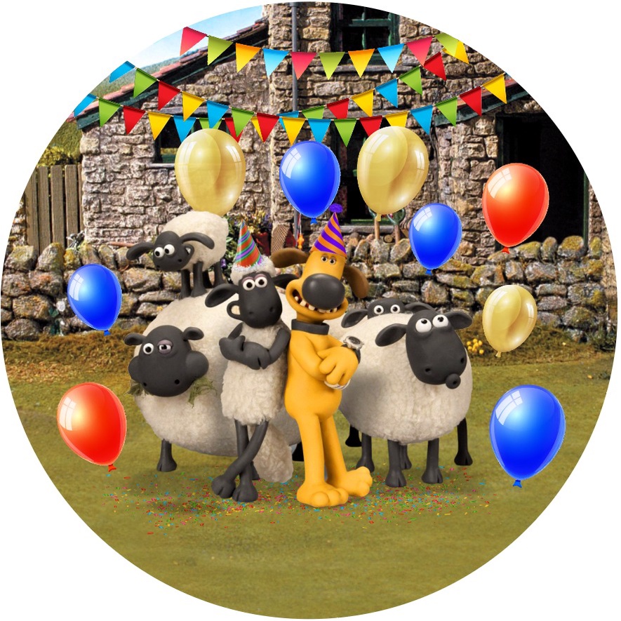 Painel De Festa Redondo Sublimado Em Tecido Tema Shaun, O Carneiro ...