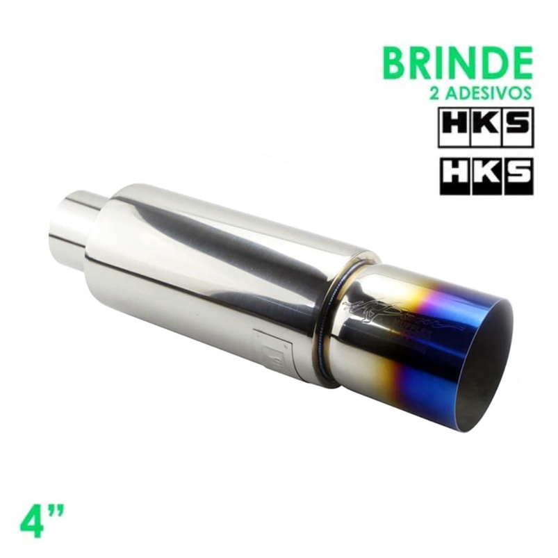 Abafador Esportivo Em Inox Universal Hks Burned Reto | Shopee Brasil