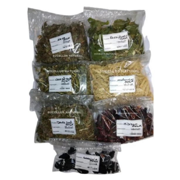 Kit Chá 7 Ervas 80g - Hibisco Mulungu Dente de Leão Garcinia Passiflora ...