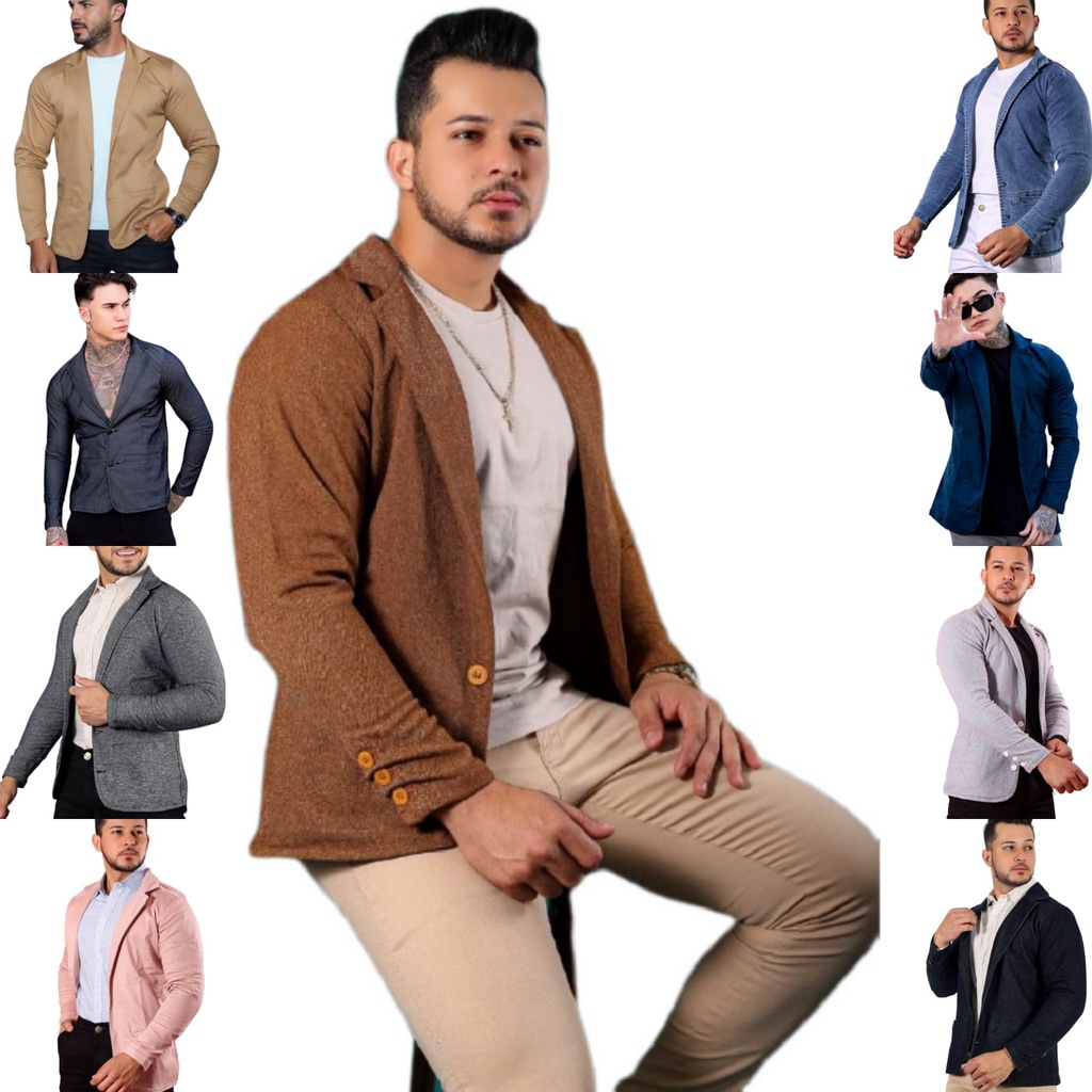 blazer masculino Diversas Cores Slim - Linha Exclusiva | Shopee Brasil