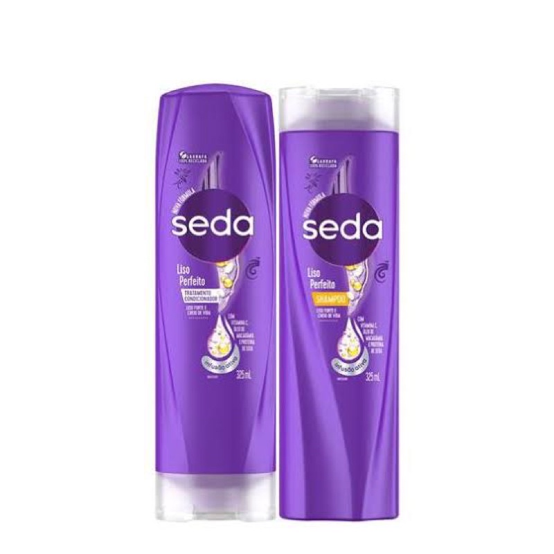 Kit Shampoo e Condicionador Seda Liso Perfeito lisos fortes e cheio de ...