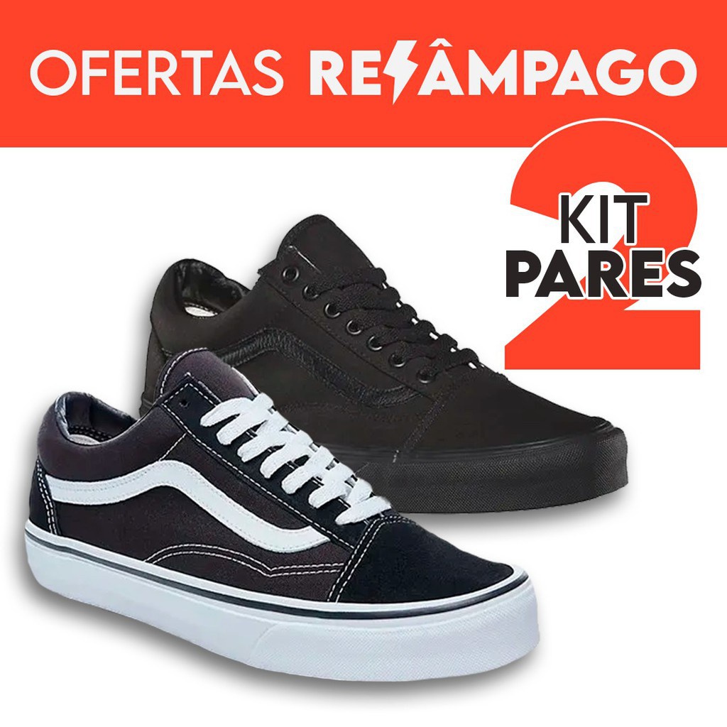 Kit 2 Pares Tenis Vans Old School Queima De Estoque slide | Shopee Brasil