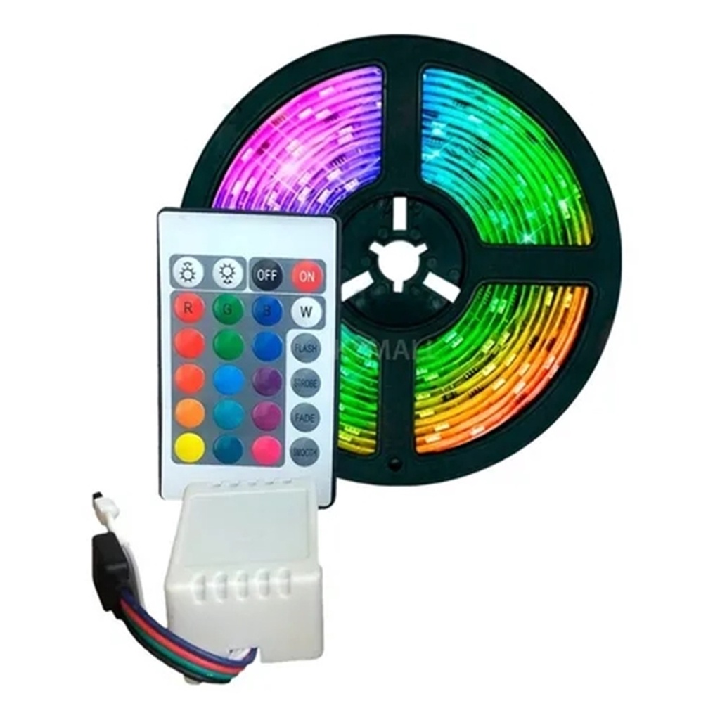 Fita Led Ultra Rgb 5050 3528 Rolo 5m 16 Cores 300 Leds Aprova D'agua ...