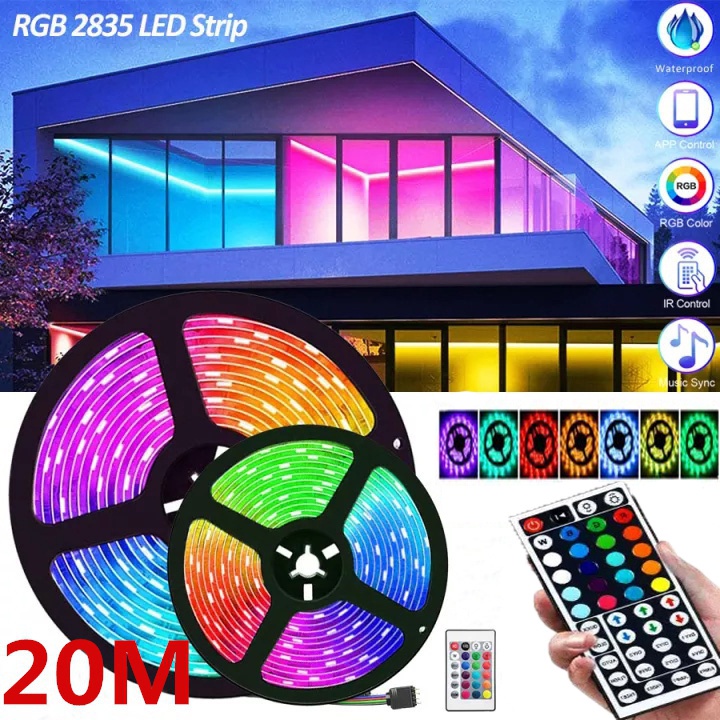 Fita Led Ultra Rgb 2/3/5/10/15/20 Metros Com Rolo Controle 16 Cores ...