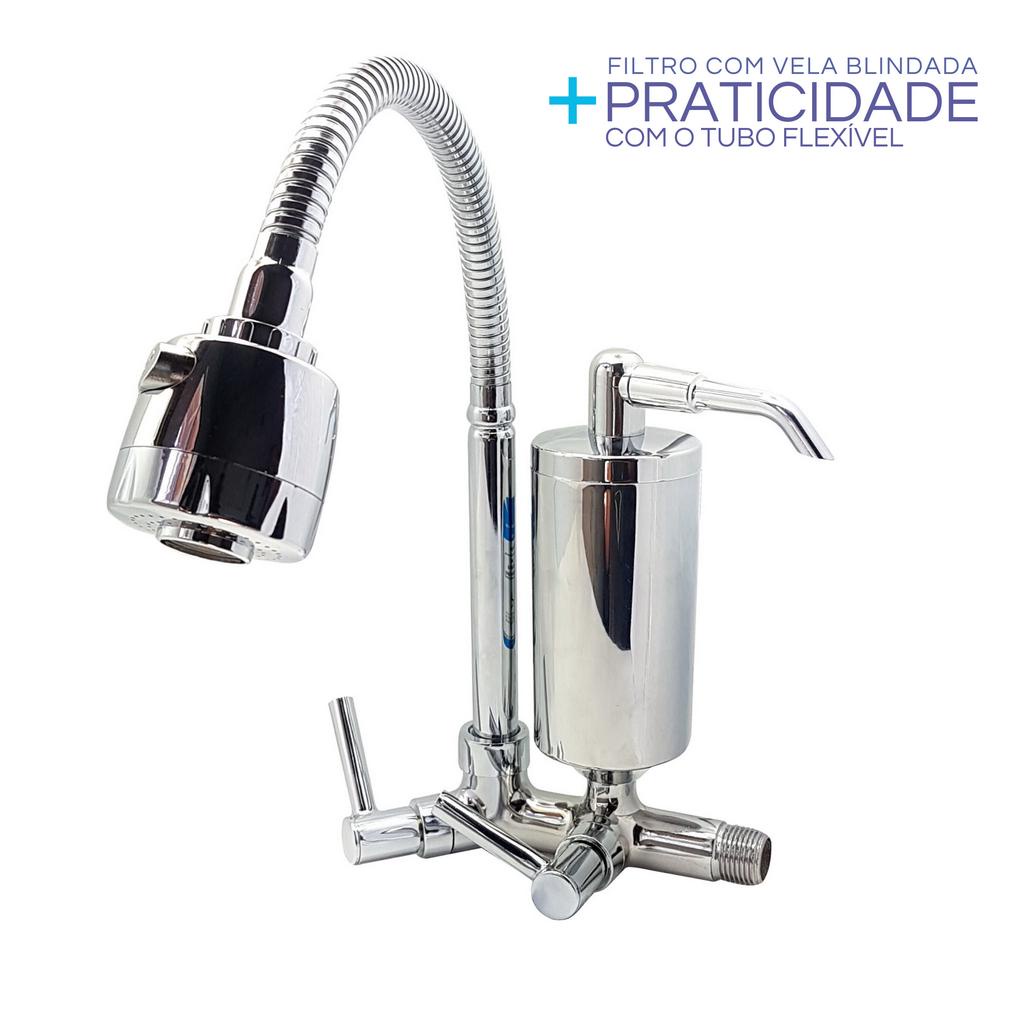 Torneira Com Filtro Gourmet Pia Cozinha De Parede Metal Inox Shopee