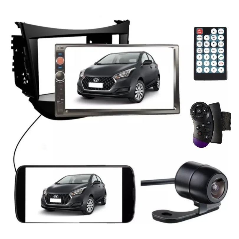 Multimidia Mp5 Bt Usb Sd Hb20 12 a 19 Camera Moldura 7010 | Shopee Brasil