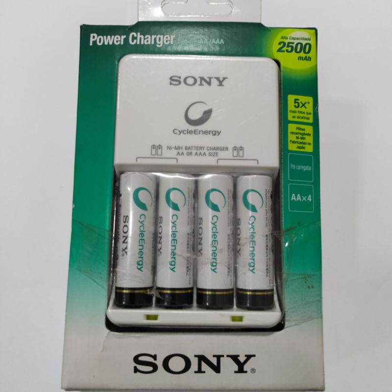 Carregador Sony C/ 4 Pilhas Aa 2500mah Cycle Energy Original | Shopee ...