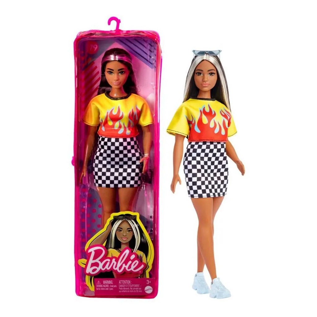 Boneca Barbie Fashionista 179 Morena Mecha Branca - Mattel | Shopee Brasil