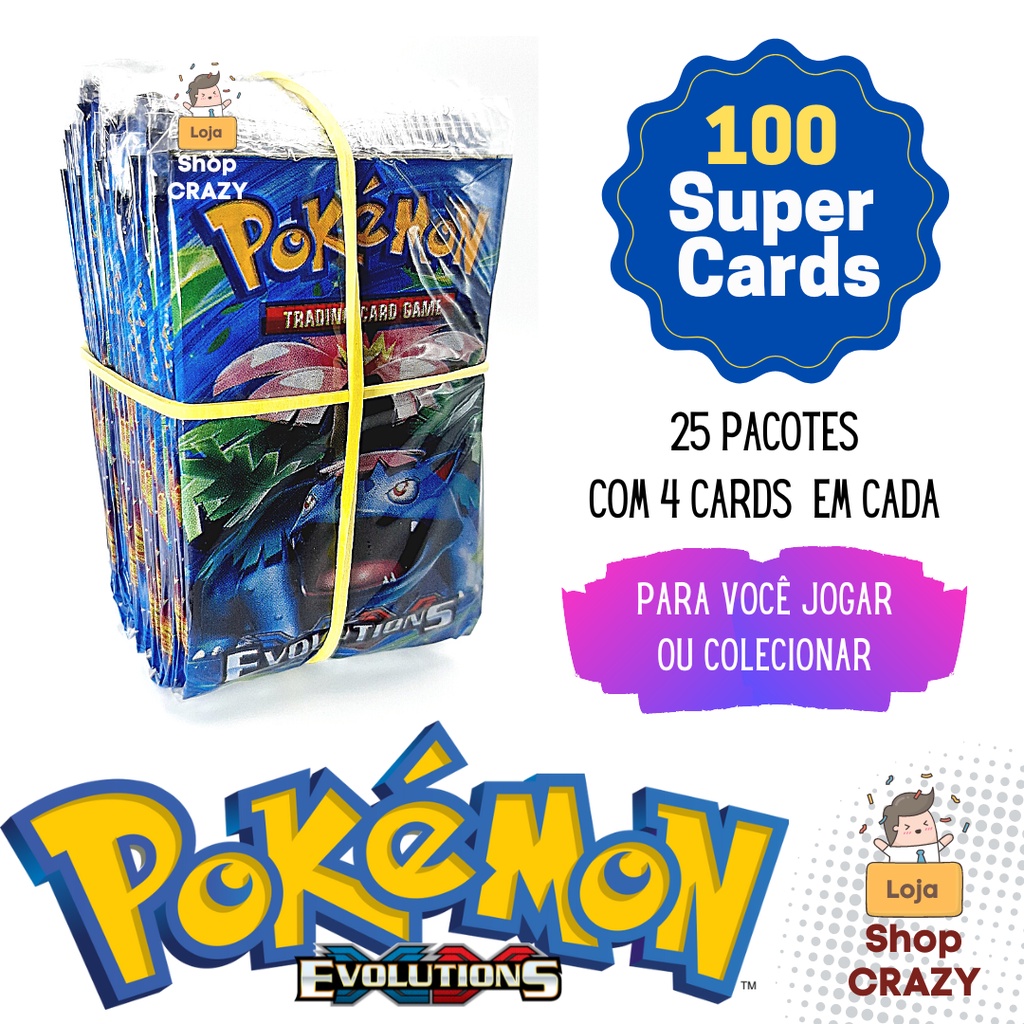 25 Pacotinhos POKEMON | São 100 CARDS e CARTAS | Revenda | Shopee Brasil
