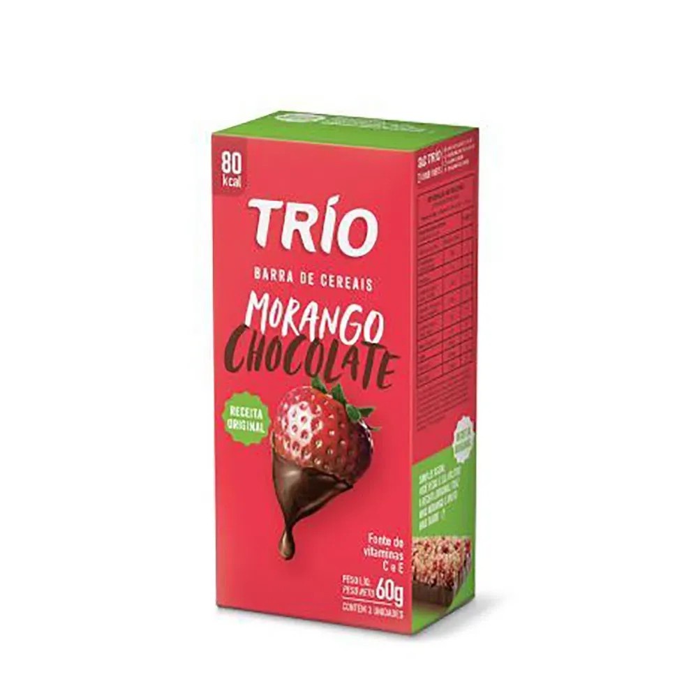 Barra de Cereal Trio Morango e Chocolate com 3 unidades de 20g cada ...