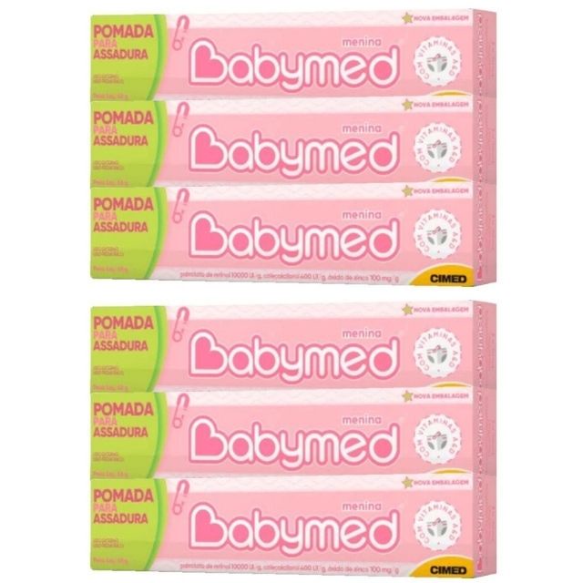 Kit com 6 Pomada Babymed Menina 45g 100mg | Shopee Brasil