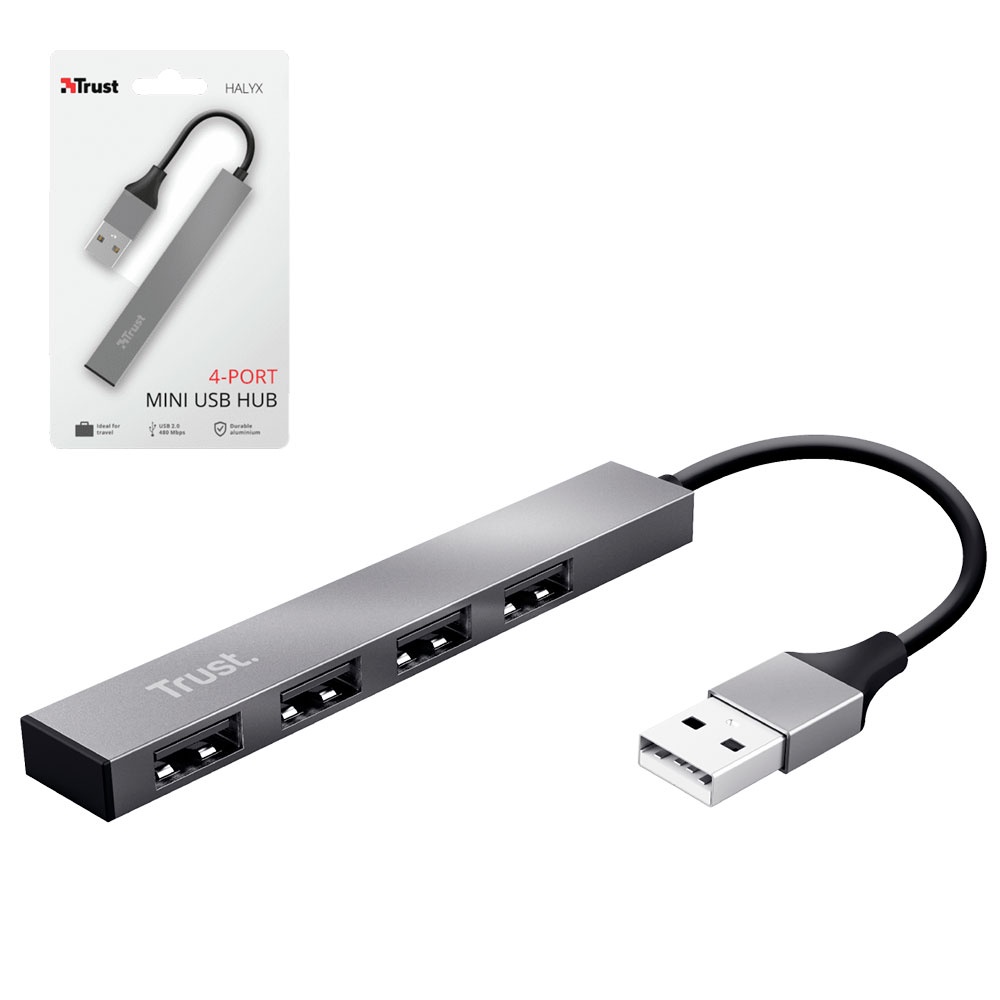 Mini Hub USB 4 Portas 2.0 Trust Halyx Ultra Compacto - 23786 | Shopee Brasil