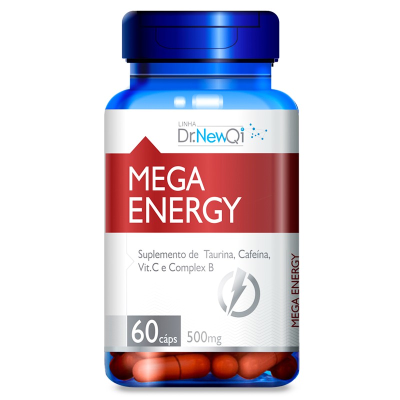 Mega Energy (Taurina, Cafeina, Vitamina C e Complexo B) - 60 cápsulas ...