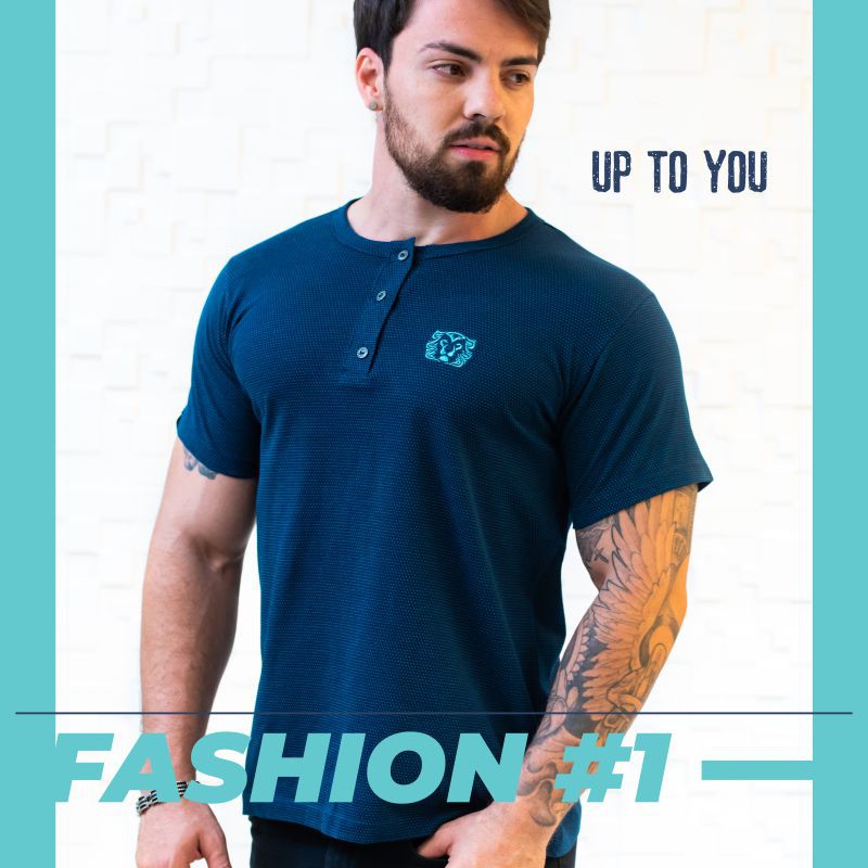 Camiseta Domineer Henley Azul [Green] | Shopee Brasil
