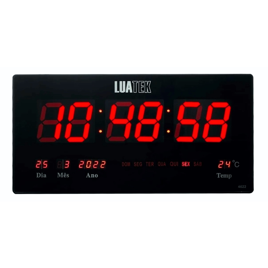 Relógio De Parede Led Digital Com Data Temperatura Calendário Alarme P/ Academia Empresas ...