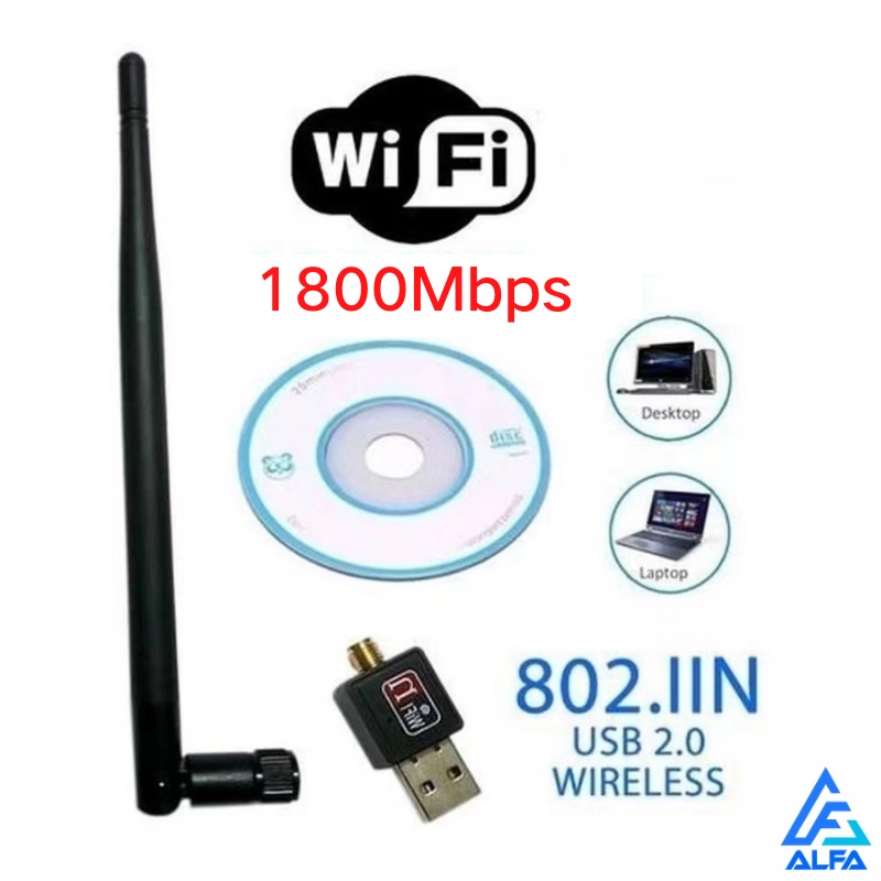 Antena Wi-fi Adaptador Wireless 1800mb/s Usb Pc Notebook - Escorrega o ...