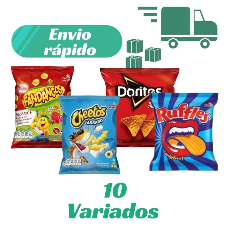 Kit com 10 Salgadinhos Elma Chips Cheetos 20g Doritos 22g Fandangos 22g e Ruffles 17g Sortidos ...