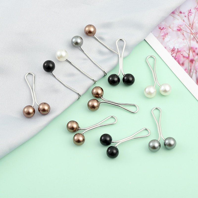 12pcs/set Lady Muslim Scarf Hijab Clips Brooch Pearl Pins Fixed ...