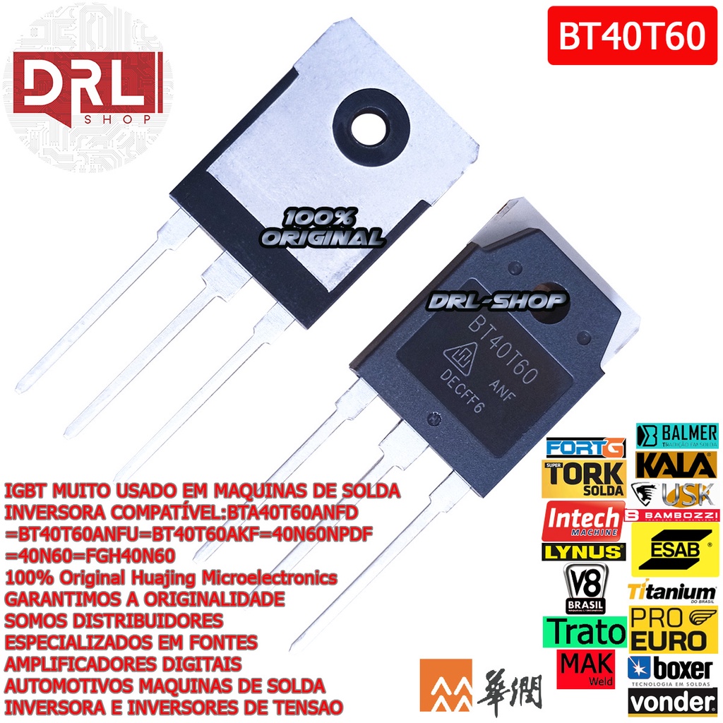 BT40T60 = Transistor 40n60 = fgh40n60 IGBT Solda Inversora | Shopee Brasil