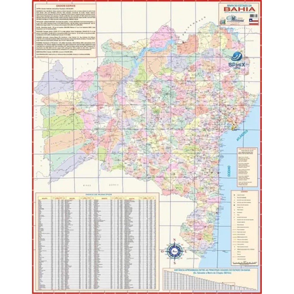 Mapa Politico Estado Da Bahia Atualizado - Gigante 120x90cm | Shopee Brasil