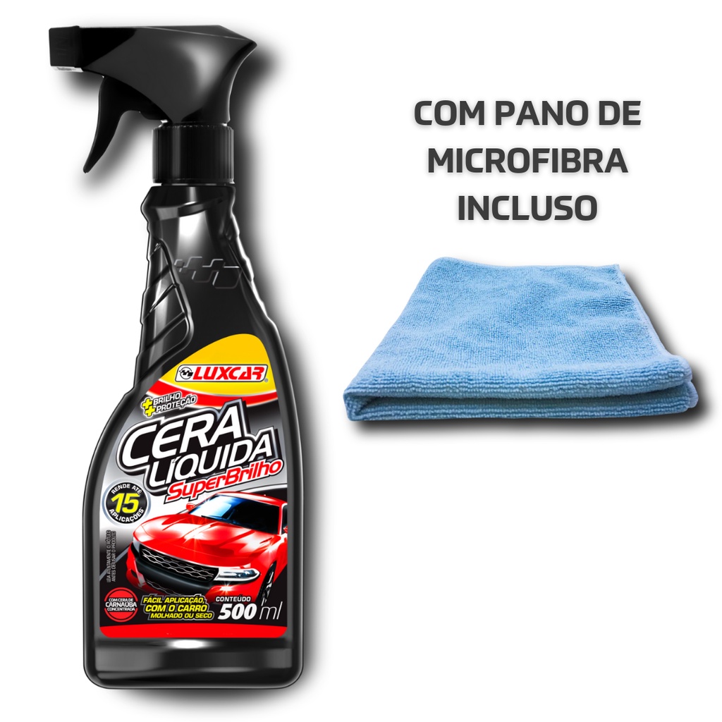 Cera Automotiva Líquida de Carnaúba SuperBrilho Luxcar 500ml Com Pano ...