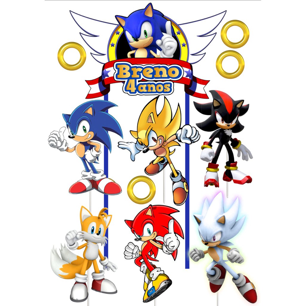 Topper Topo de Bolo Sonic | Shopee Brasil