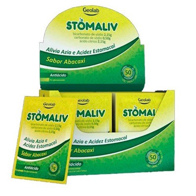 Stomaliv Antiácido sabor Abacaxi Cx c/50 envelopes | Shopee Brasil
