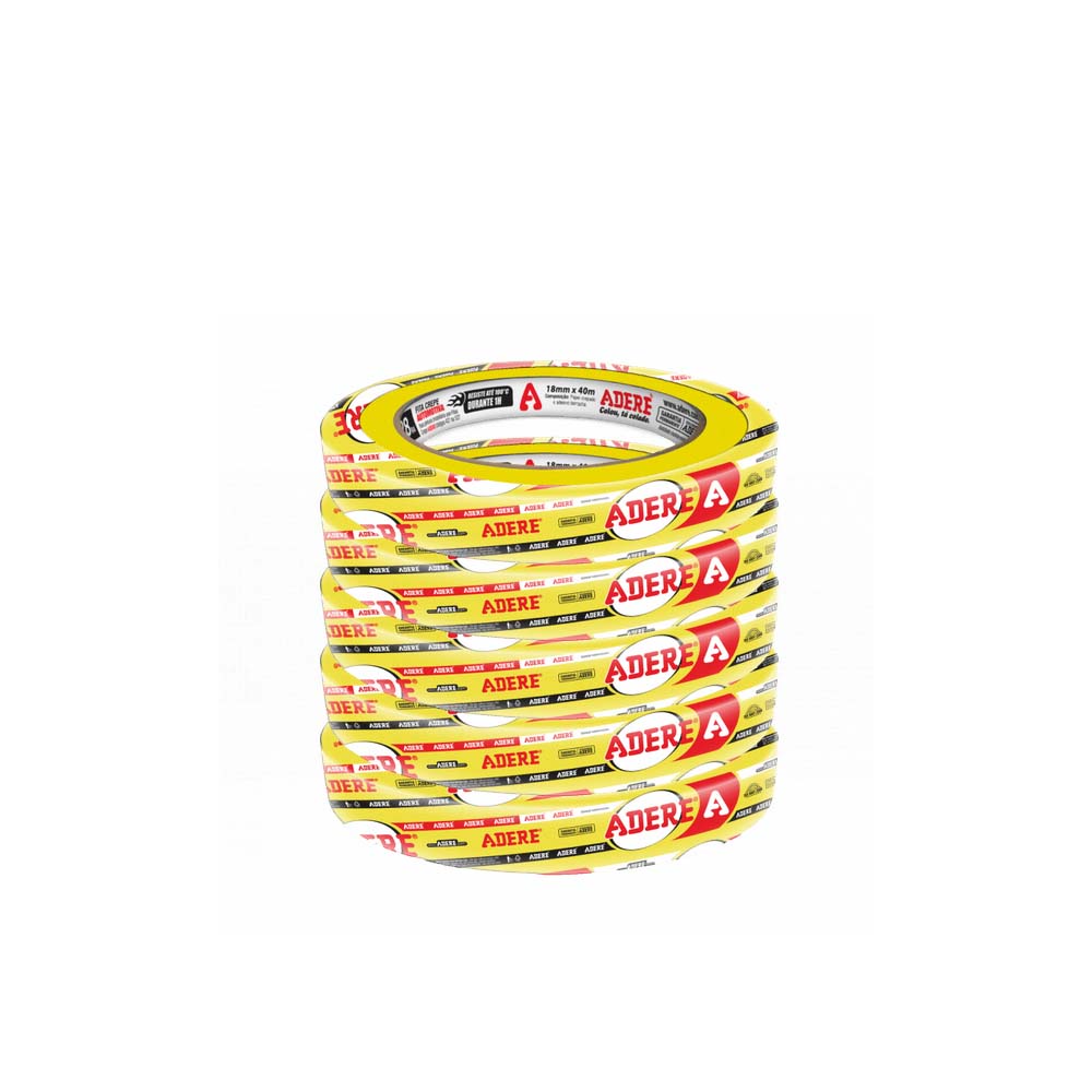 Fita Crepe Automotiva Amarela Adere 18mm x 40m Kit 5 un | Shopee Brasil