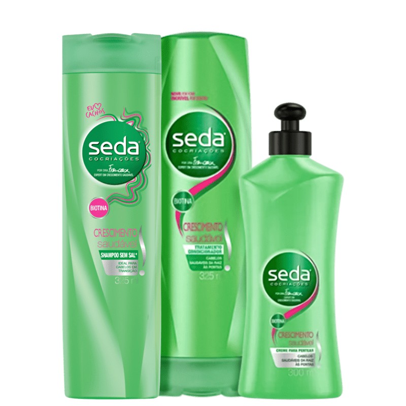 KIT SEDA SHAMPOO + CONDICIONADOR + CREME DE PENTEAR CRESCIMENTO ...