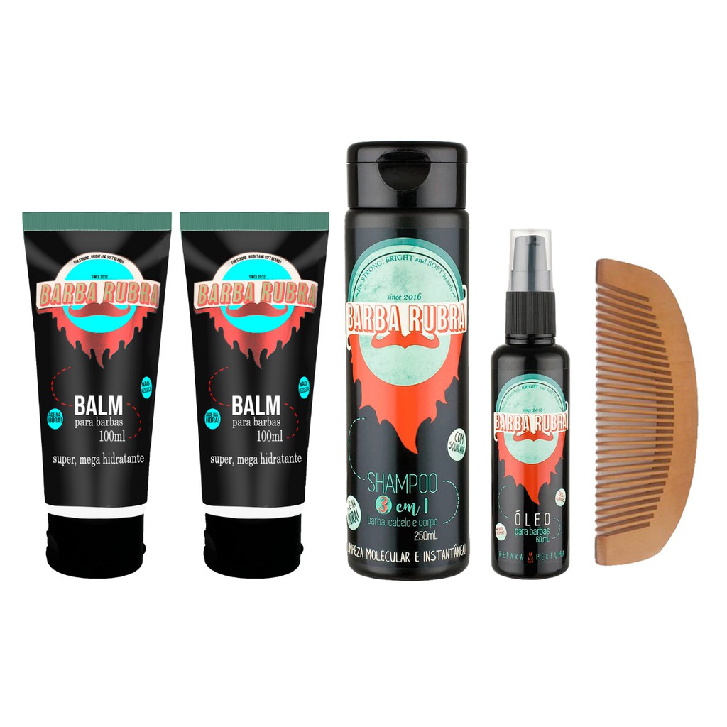 Kit Barba Shampoo 3x1 + 2 Balm + Oleo + Pente Kit Especial | Shopee Brasil