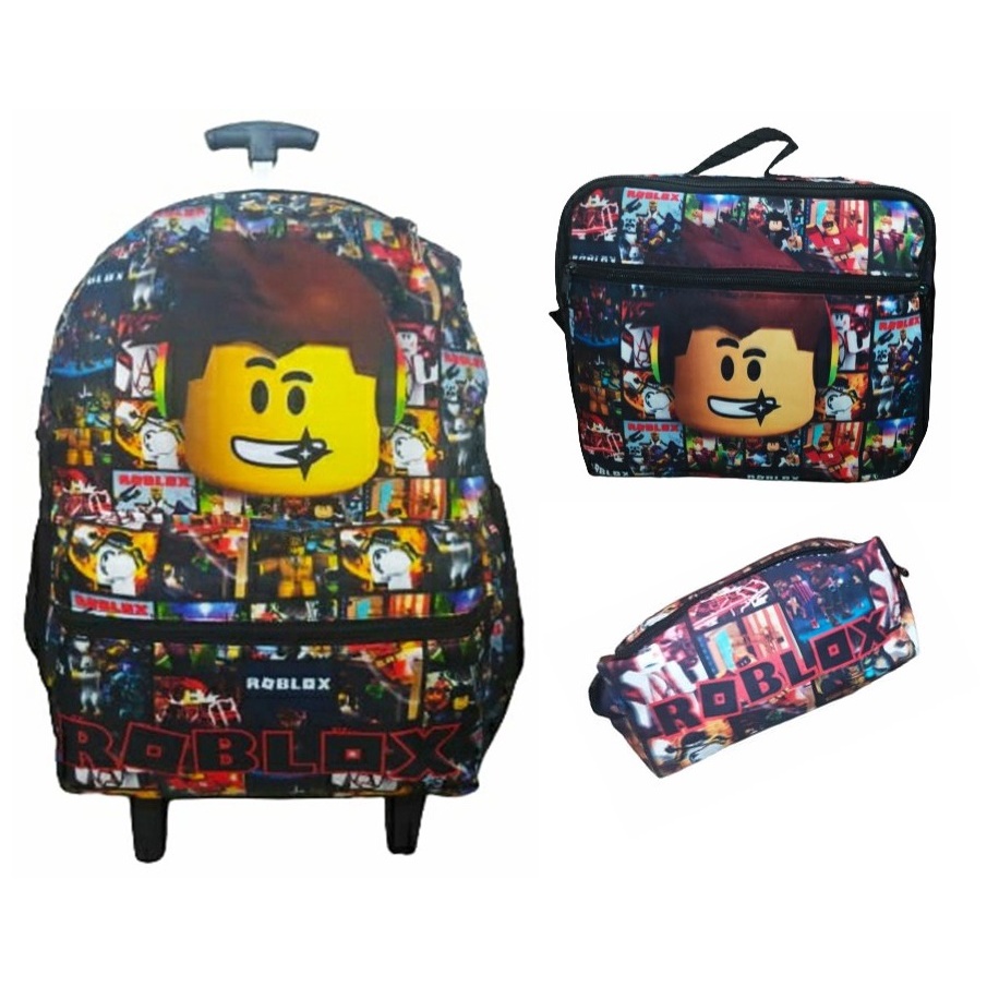 Kit Roblox com Mochila de Rodinhas, Lancheira e Estojo | Shopee Brasil