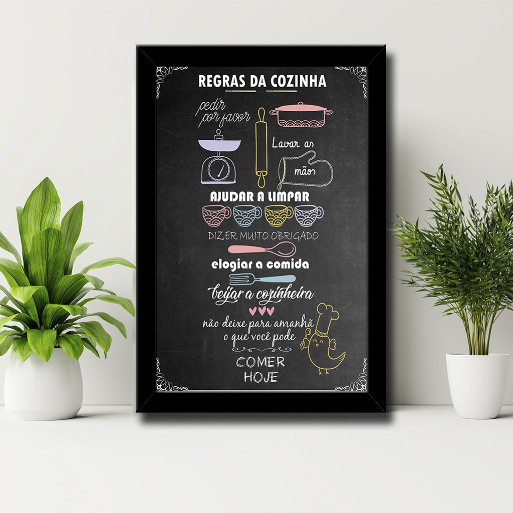 Quadro Regras da Cozinha 23x33cm - MDF | Shopee Brasil