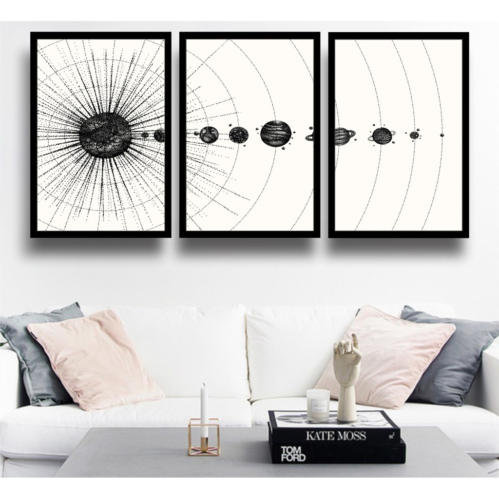 Kit 3 Quadros Decorativos Decoração Ambientes Planetas Sistema Solar ...