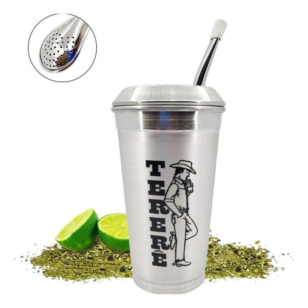 Cuia Copo Terere Mate Gelado Completo Bomba Tampa 400ml | Shopee Brasil