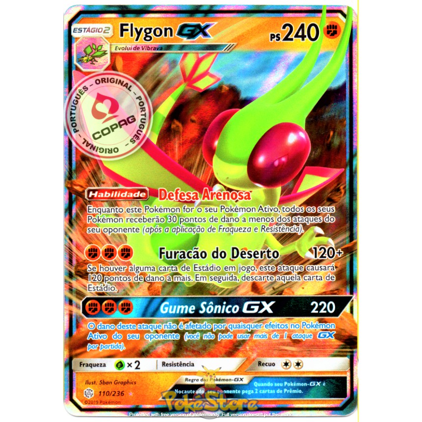 Carta Pokemon Flygon GX Português 110/236 Original Copag | Shopee Brasil