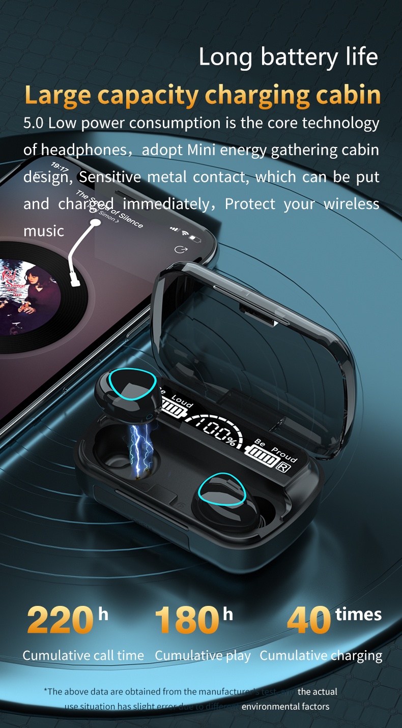 M10 F9 5c Tws Fone De Ouvido Sem Fio Bluetooth 5 1 2000mah Stereo